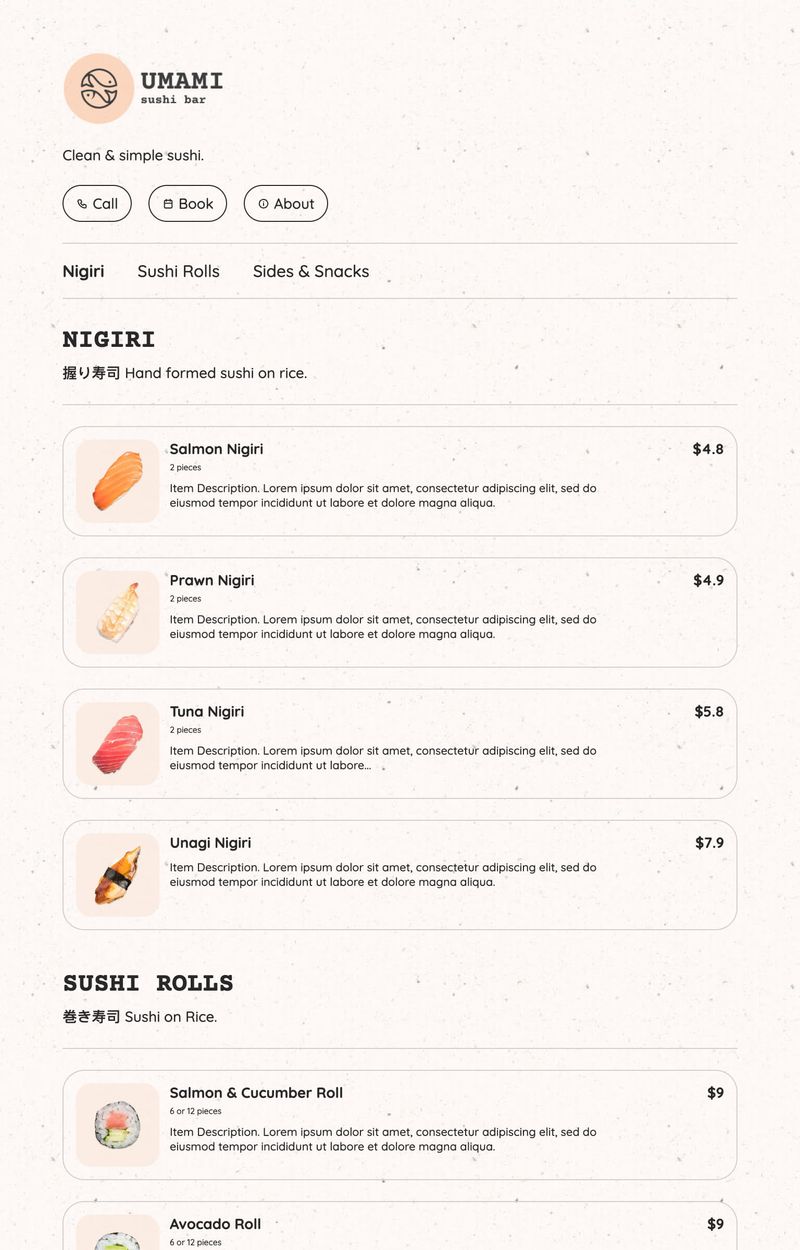 Free Sushi Menu Template | Menuzen